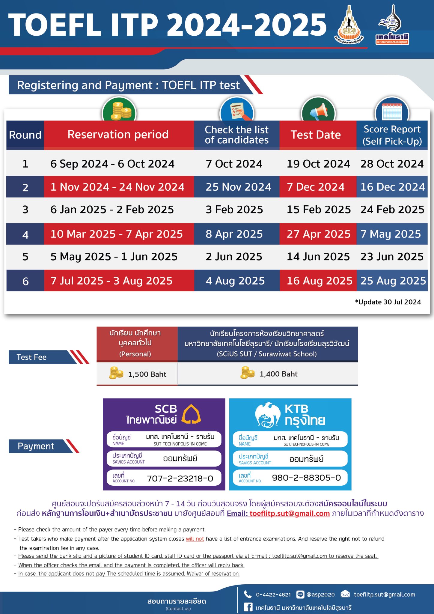 ตารางกำหนดการสอบ TOEFL ITP ประจำปี 2567-2568 - Technopolis